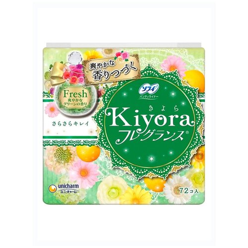 Unicharm Ежедневные женские гигиенические прокладки Sofy 72 Kiyora с ароматом свежей зелени, 72 шт.