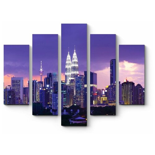 Модульная картина Сияющий в ночи Куала-Лумпур 75x60