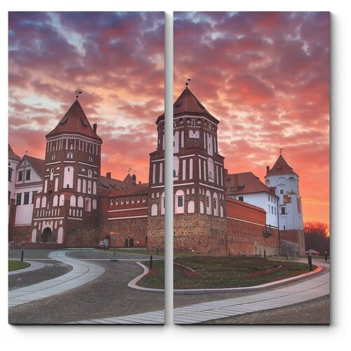 Модульная картина Мирский замок в Беларуси 50x50