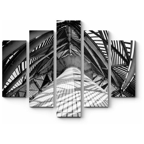 Модульная картина Винтовая черно-белая лестница 75x60