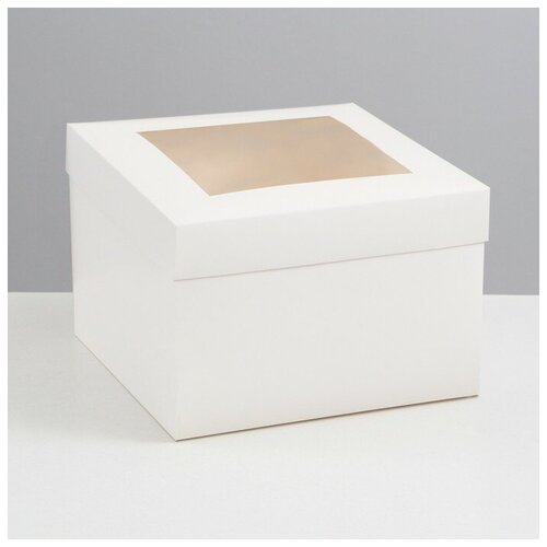Коробка складная, крышка-дно, с окном, белая, 30 х 30 х 20 см