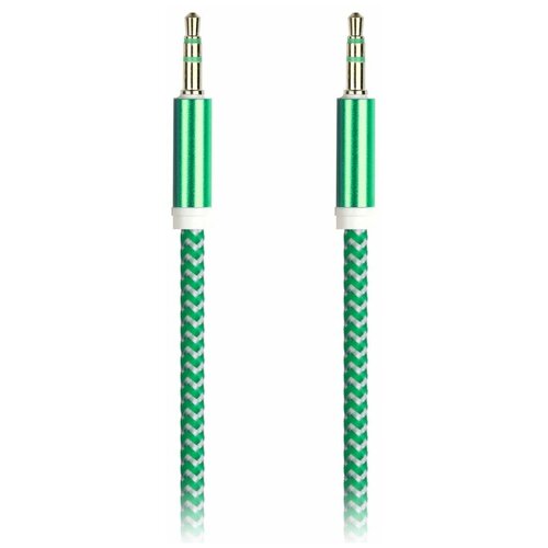 AUX кабель 3.5-3.5 мм (M-M), 1 м, зеленый, нейлоновая оплетка, SmartBuy