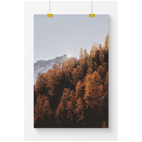Постер на стену для интерьера Postermarkt Природа осенью в горах №1, размер 70х100 см, постеры картины для интерьера в тубусе