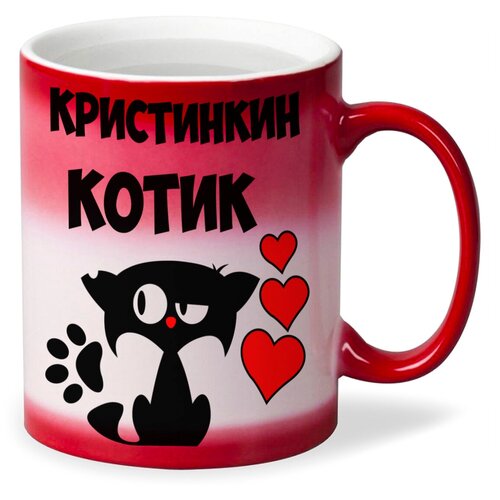 Кружка хамелеон красный CoolPodarok Кристинкин котик
