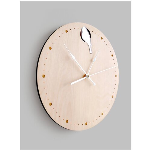 Настенные деревянные часы "Птичка", 30см, светло-бежевые