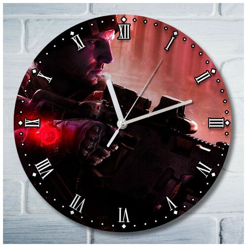Настенные часы УФ с рисунком, диаметр 28см игры Tom Clancys Division (том клэнсис дивижн, PS, Xbox, PC, Switch) 4749