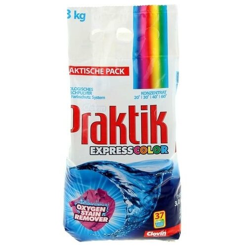 Clovin Praktik Express Color Стиральный порошок для цветных вещей с кислородным пятновыводителем 3 кг на 37 стирок