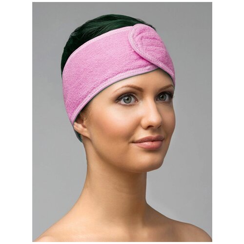 Повязка для волос фиксатор махровый розовый/махровая повязка для волос для спорта, танцев, сауны, косметолога