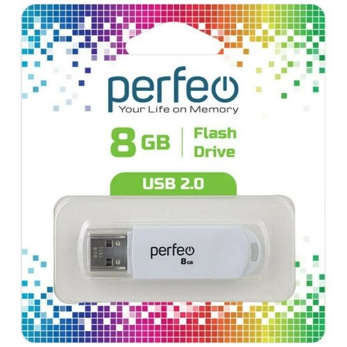 USB Флеш-накопитель USB накопитель Perfeo 8GB C03 White