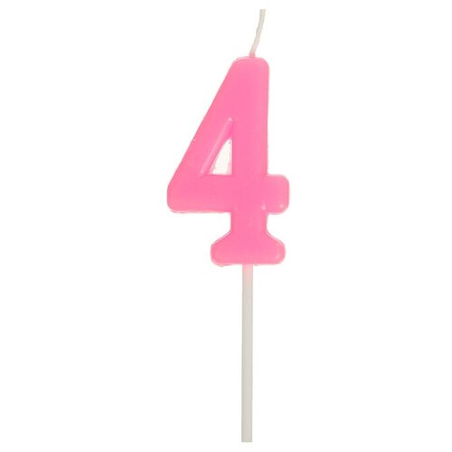 Свеча в торт цифра "4", розовая