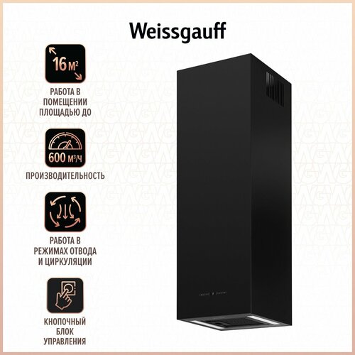Цилиндрическая вытяжка Weissgauff Talita 30 BL, цвет корпуса черный, цвет окантовки/панели черный