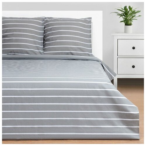 Постельное бельё Этель Евро Gray stripes 200х217см,220х240см,70х70см-2 шт, 100% хлопок, поплин