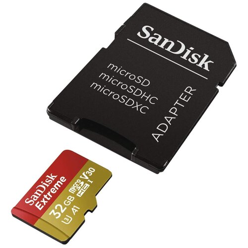 Карта памяти SanDisk microSDHC 32 ГБ Class 10, V30, A1, UHS Class 3, R/W 100/60 МБ/с, 1 шт., золотистый