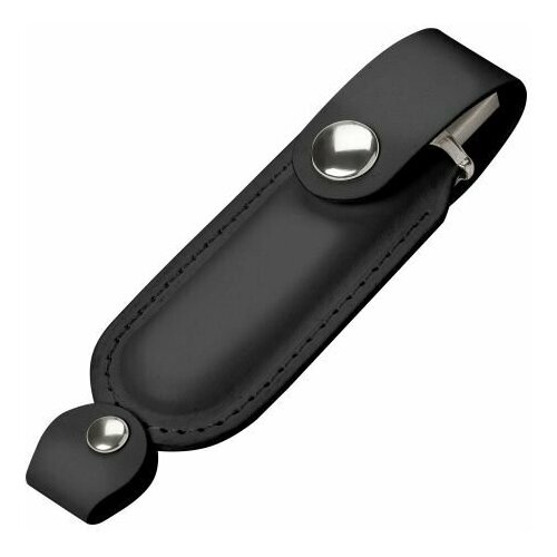 Подарочная флешка кожаная на кнопке черная, оригинальный сувенирный USB-накопитель 4GB