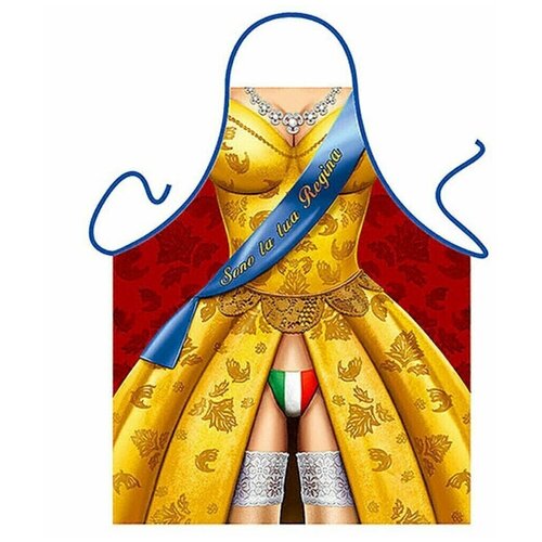 Фартук кухонный Королева Италии, женский, рабочий, для повара, на завязках, с водооталкивающей пропиткой, с приколом 57х75 см, ITATI