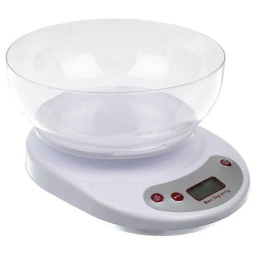 Весы кухонные электронные KE-2 (до 5кг) 2AA + чаша (белые)\ Электронные весы с круглой чашей \ Мерные кухонные весы"DAVStore"vesy