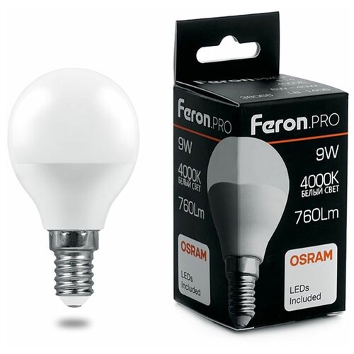 Лампа светодиодная Feron.PRO LB-1409 Шарик E14 9W 4000K 10 штук fr_38078_10