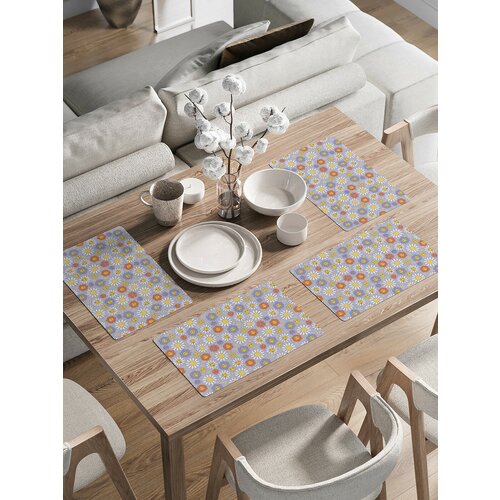 Набор прямоугольных тканевых салфеток на стол для сервировки JoyArty "Влюбленные цветы" плейсмат, 30x46 см, 4шт.