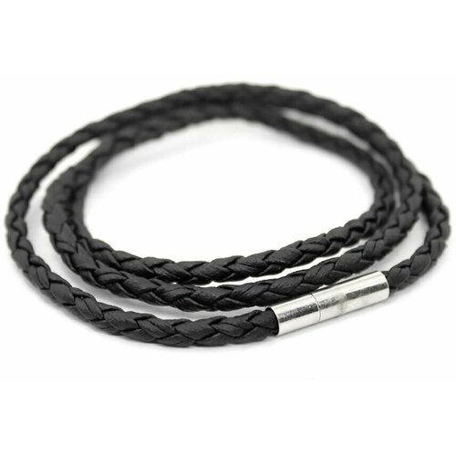 Плетеный браслет Handinsilver ( Посеребриручку ) Браслет плетеный кожаный с магнитной застежкой, 1 шт., размер 23 см, черный