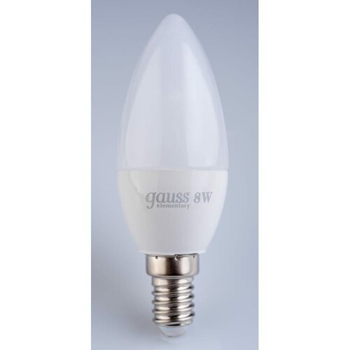 Лампа светодиодная LED 8 Вт 560 Лм 6500К холодная Е14 Свеча Elementary | код.33138 | GAUSS (9шт. в упак.)