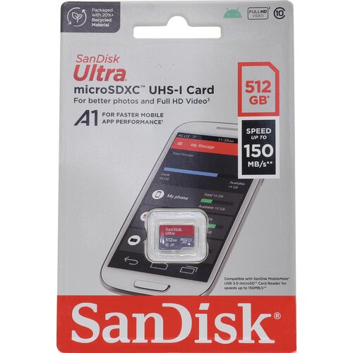 Карта памяти 512Gb - SanDisk Ultra MicroSDXC Class 10 UHS-I