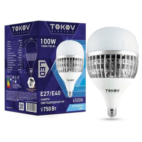 Лампа светодиодная 100Вт HP 6500К E40/E27 176-264В TOKOV ELECTRIC TKE-HP-E40/E27-100-6.5K