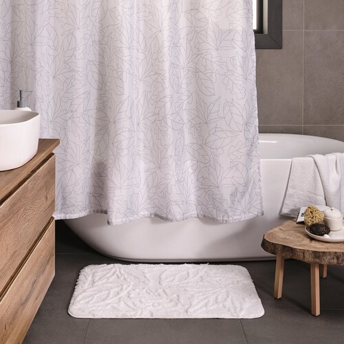 Занавеска (штора) Shelest для ванной комнаты тканевая 180х200 см., цвет белый серый