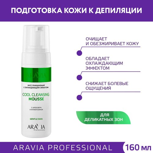 ARAVIA Мусс очищающий с охлаждающим эффектом с алоэ вера и аллантоином Cool Cleansing Mousse, 160 мл.