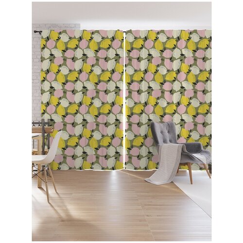 Шторы под лён JoyArty "Цветные лимоны", серия Oxford DeLux, 340х265 см