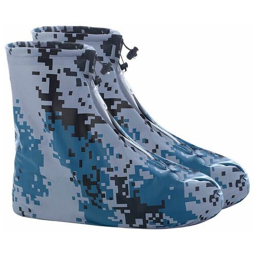 Бахилы многоразовые для обуви, цвет пиксели, размер 32-34 (XS) защита от воды, дождевик для обуви, чехлы на замке