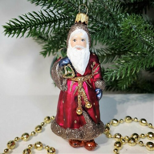 Стеклянная елочная игрушка Irena-Co Дед Мороз царский