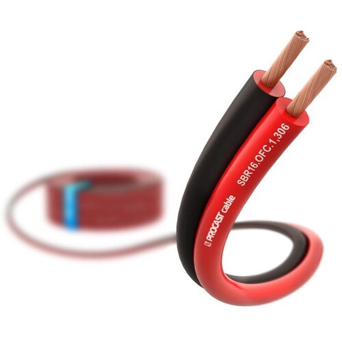 Инсталляционный красно-черный акустический кабель 2х1,306mm² PROCAST Cable SBR 16. OFC 25м