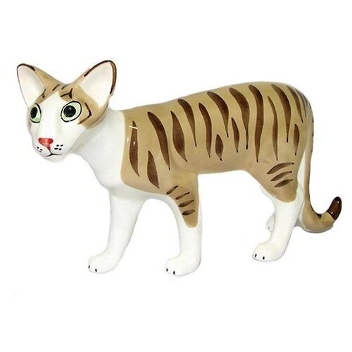 Ориентальная кошка полосатая статуэтка фарфоровая
