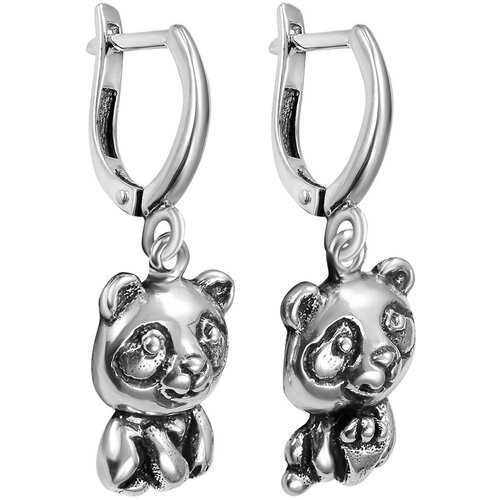 Серьги SILVER24 Панда, серебро, 925 проба, чернение