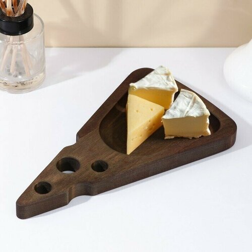 Доска для сыра Для подачи, 24х14х1,8 см, массив берёзы, цвет шоколадный