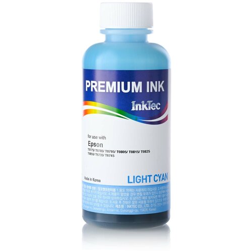 Чернила для принтеров Epson, для заправки картриджей, ПЗК, СНПЧ, водорастворимые, InkTec E0010-100MLC, 100 мл, светло-голубые