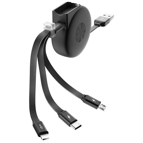 Кабель OLMIO SLIDE, USB 2.0 - 3-в-1, microUSB / lightning / type C, раздвижной