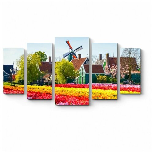Модульная картина Тюльпановое поле, Амстердам 130x72