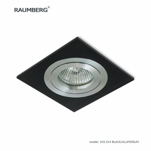Встраиваемый поворотный светильник RAUMBERG SG 103.314 bk/alu черный с серебристым кольцом под светодиодную лампу GU10