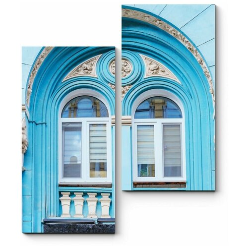 Модульная картина Голубой фасад с лепниной90x113