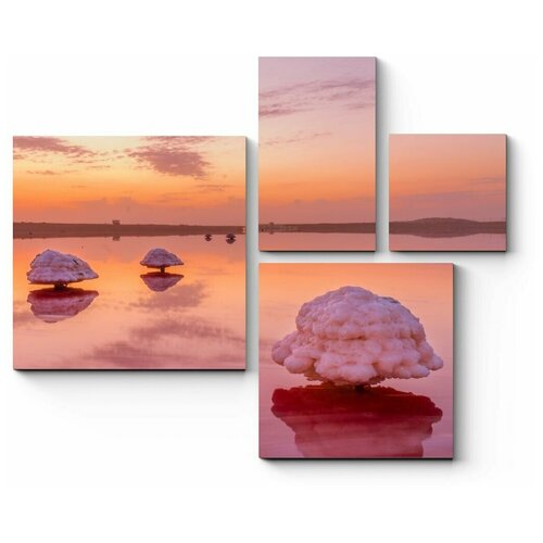Модульная картина Розовый закат в зеркале воде 92x77