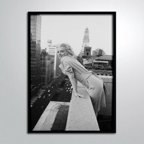 Постер в раме/Постер для интерьера/Мэрилин Монро Marilyn Monroe ЧБ Фотография Нью Йорк