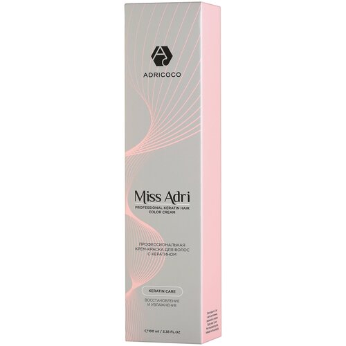 ADRICOCO Miss Adri крем-краска для волос с кератином, 911 осветляющий серебристый пепельный, 100 мл