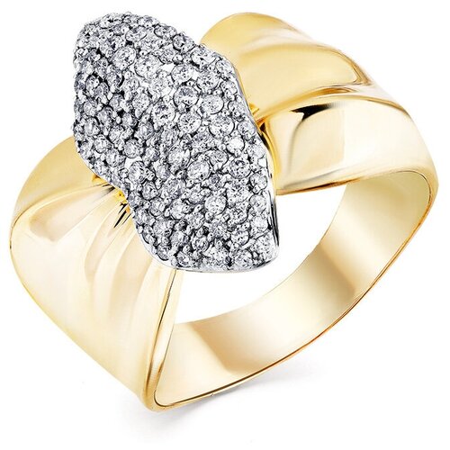 Кольцо Master Brilliant, желтое, белое, комбинированное золото, 585 проба, бриллиант, размер 18