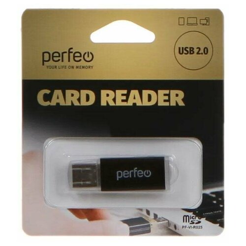 Картридер Perfeo Micro SD, (PF-VI-R025 Black) чёрный