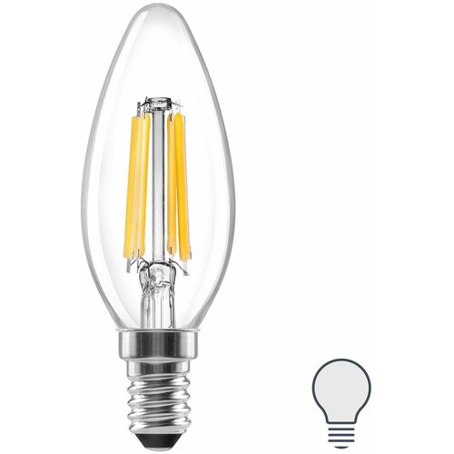 Лампа светодиодная Lexman E14 220-240 В 6 Вт свеча прозрачная 750 лм нейтральный белый свет