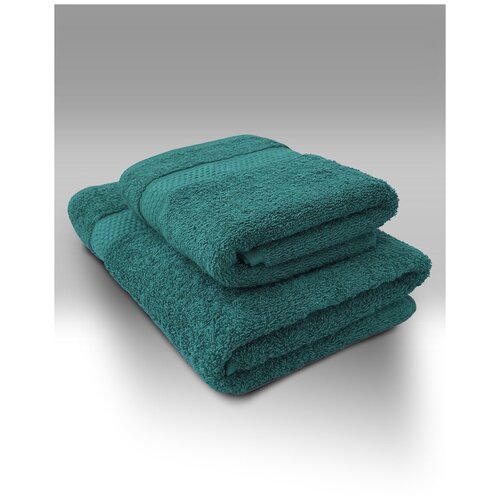Полотенце махровое для ванной комплект 2 шт. : 70х140см (460гр. м2), 50х90см (460гр. м2) темно зеленый