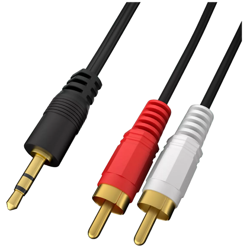 Аудио кабель GSMIN AG11 (3,5 Jack на 2 RCA штекера 2 RCA на 3,5 мм AUX, стерео) (3м) (Черный)
