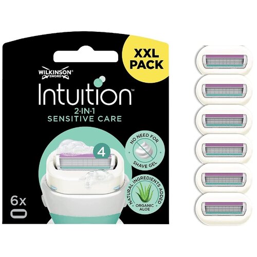 Wilkinson Sword / Schick Intuition Sensitive Care / Сменные кассеты для станка INTUITION, 6 шт.