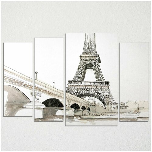 Модульная картина на Холсте - "Эйфелева башня, Париж", размер 120х80 см